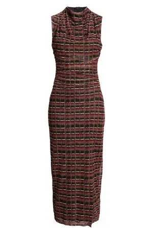 Vince Camuto Geometric Print Mesh Sheath Dress
