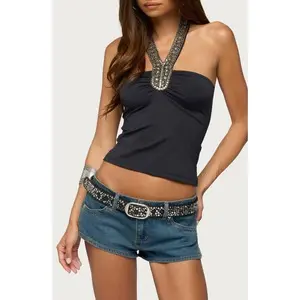 EDIKTED Zohar Beaded Panel Halter Top