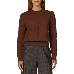 Wit & Wisdom Cable Knit Crewneck Sweater - Mocha