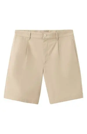 Mango Pleated Front Cotton-blend Twill Bermuda Shorts - Beige