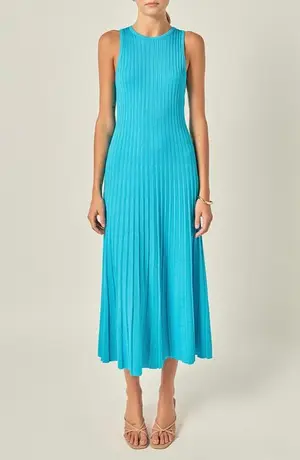 English Factory Ribbed Knit A-line Midi Dress