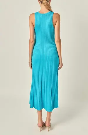 English Factory Ribbed Knit A-line Midi Dress