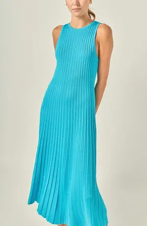 English Factory Ribbed Knit A-line Midi Dress