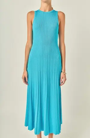 English Factory Ribbed Knit A-line Midi Dress