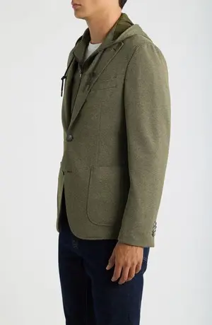 BOSS Jersey Sport Coat With Removable Hood