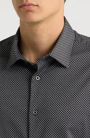 Bugatchi James Ooohcotton® Microprint Button-up Shirt - Black
