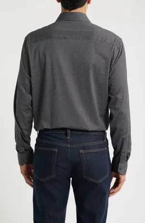 Bugatchi James Ooohcotton® Microprint Button-up Shirt - Black