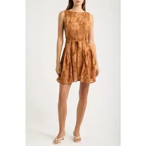 Moon River Embroidered Sleeveless Minidress
