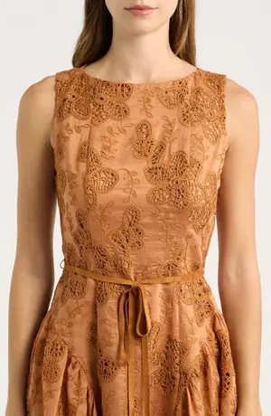 Moon River Embroidered Sleeveless Minidress