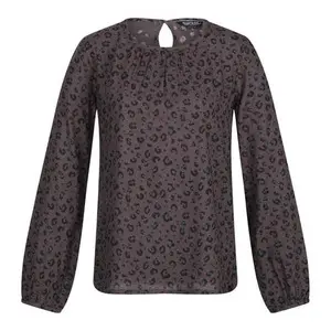 REGATTA Hadria Leopard Print Keyhole Long-sleeved Blouse
