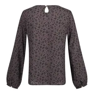 REGATTA Hadria Leopard Print Keyhole Long-sleeved Blouse