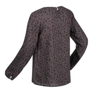 REGATTA Hadria Leopard Print Keyhole Long-sleeved Blouse