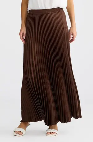 BRAVE+TRUE Alias Pleated Maxi Skirt - Chocolate