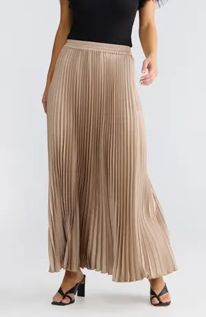BRAVE+TRUE Alias Pleated Maxi Skirt - Sand