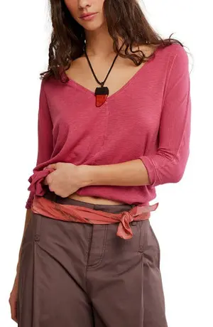 Free People High Line V-neck T-shirt - Deep Claret