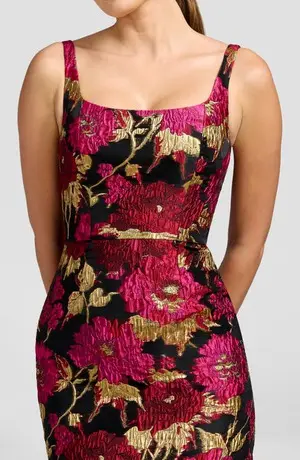Dress The Population Lorena Metallic Floral Brocade Mermaid Gown