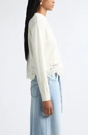 Zimmermann Valiant Lacy Trim Merino Wool Sweater - Cream