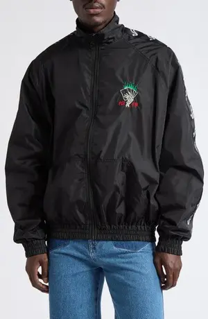 LU'U DAN Side Tape Embroidered Windbreaker - Black