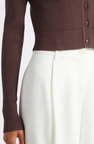 TOCCIN Zoe Cropped Ribbed Cardigan - Espresso