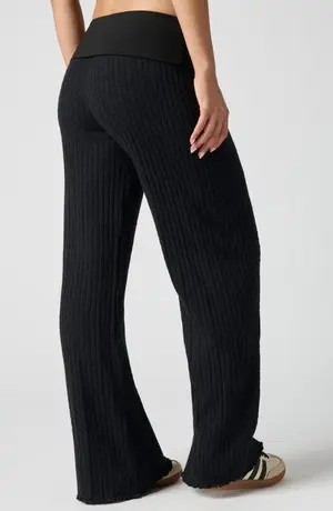 FLORENCE BY MILLS Mini Cable Stitch Foldover Sweater Pants - Black