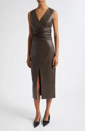 TOCCIN Fabiana Faux Leather Midi Dress