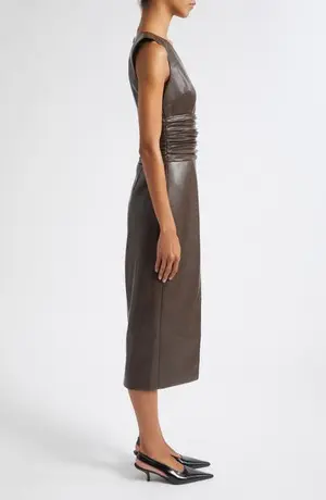 TOCCIN Fabiana Faux Leather Midi Dress