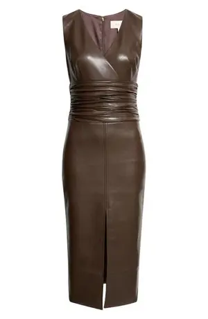 TOCCIN Fabiana Faux Leather Midi Dress