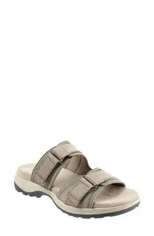 Softwalk Oasis Leather Slide Sandal - Grey Suede