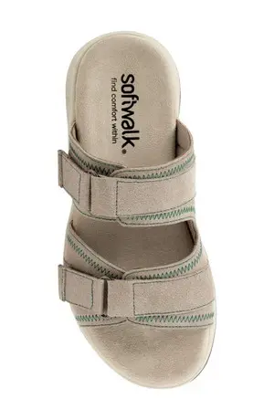 Softwalk Oasis Leather Slide Sandal - Grey Suede