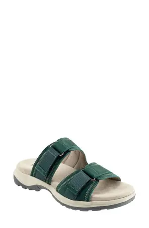 Softwalk Oasis Leather Slide Sandal Teal Suede