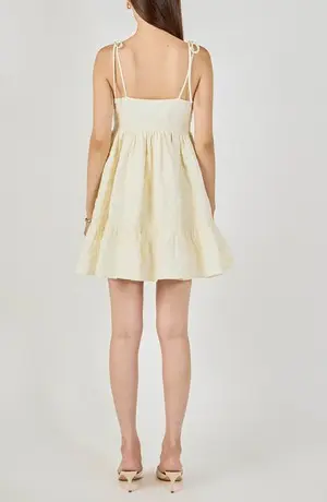 Endless Rose Floral Jacquard Babydoll Minidress