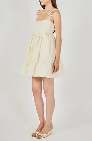 Endless Rose Floral Jacquard Babydoll Minidress
