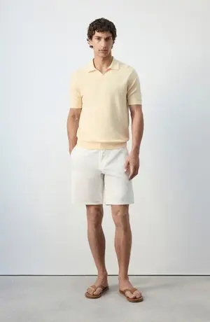 Mango Flat Front Bermuda Shorts - Off White