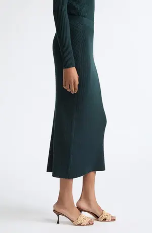 Zimmermann Valiant Merino Wool Ribbed Skirt - Bottle Green