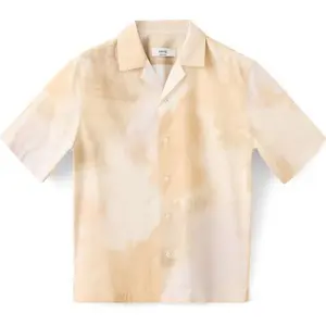 Mango Abstract Print Short Sleeve Button-up Shirt - Vanilla
