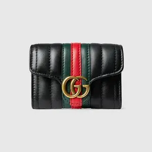 Gucci Gg Marmont Bi-fold Card Case Leather
