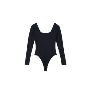 DĀL THE LABEL Ribbed Long Sleeve Bodysuit - Black