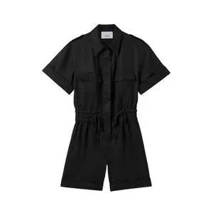 DĀL THE LABEL Technical Twill Playsuit With Utility Pockets - Black