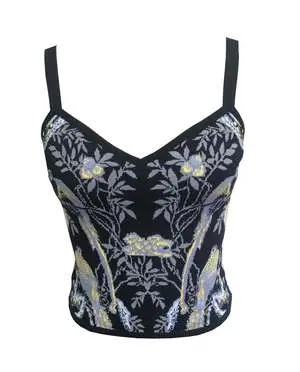 DIANA MOYA ATELIER Anna Bird Jacquard Top - Black