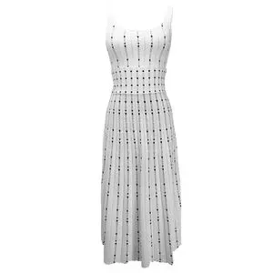 DIANA MOYA ATELIER White And Black Patterned Midi Dress