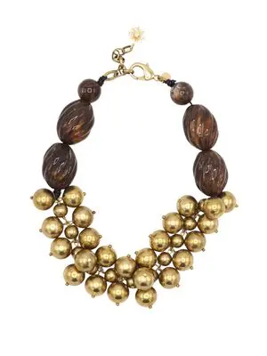 SITA NEVADO Two-tone Beaded Resin And Brass Necklace - Gold