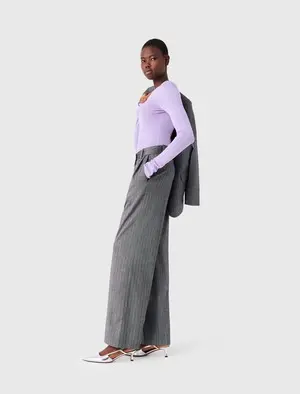 Maje Rhinestone Pinstripe Suit Trousers