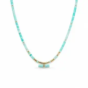 ORMIRO Hebe Amazonite T-bar Necklace - Green