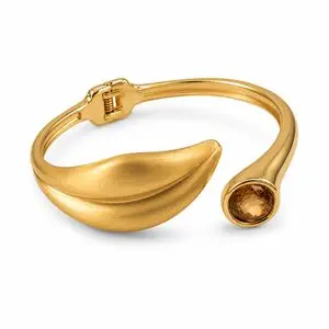 BY OZGE Gold / Yellow Amber Drop Gold Plated Cuff Bracelet Gold - Gold/yellow