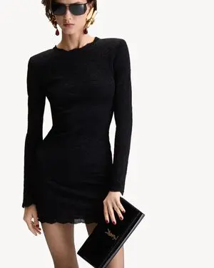 Saint Laurent Kate Clutch In Patent Leather - Black
