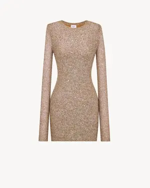 Saint Laurent Sequin Mini Dress In Knit