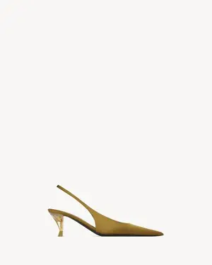 Saint Laurent Satin Crepe Fanny Slingback Pumps - Cuba Gold