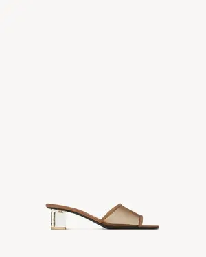 Saint Laurent Sip Mule Sandals In Mesh And Patent Leather