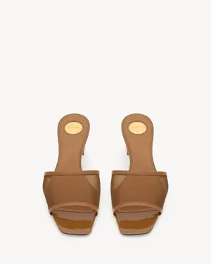 Saint Laurent Sip Mule Sandals In Mesh And Patent Leather