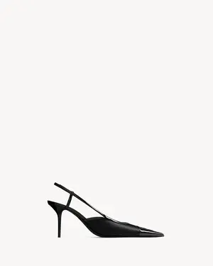 Saint Laurent Renée Slingback Pumps In Satin Crepe And Patent Leather